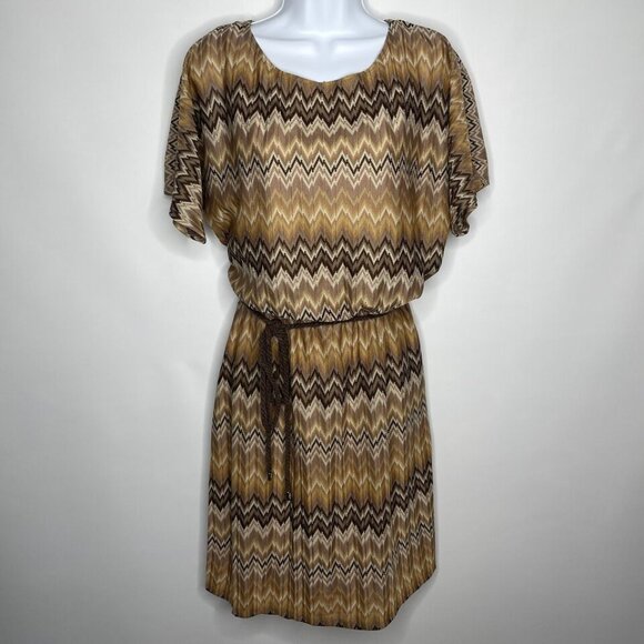 Perceptions | Dresses | Vintage 7s Perceptions Brown Beige Flame Stitch ...